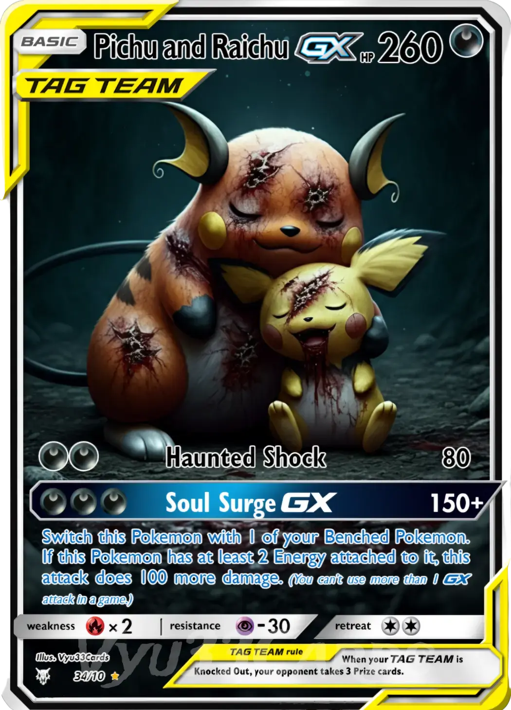 Pichu and Raichu Tag Team Horror Card - Vyu33Cards